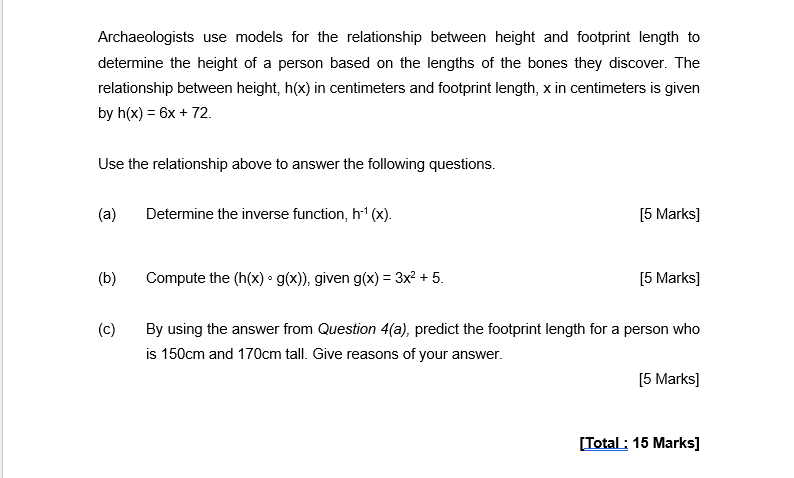 Solved Archaeologists use models for the relationship | Chegg.com