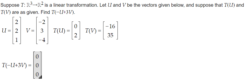 Solved Suppose T: R3-R2 is a linear transformation. Let U | Chegg.com
