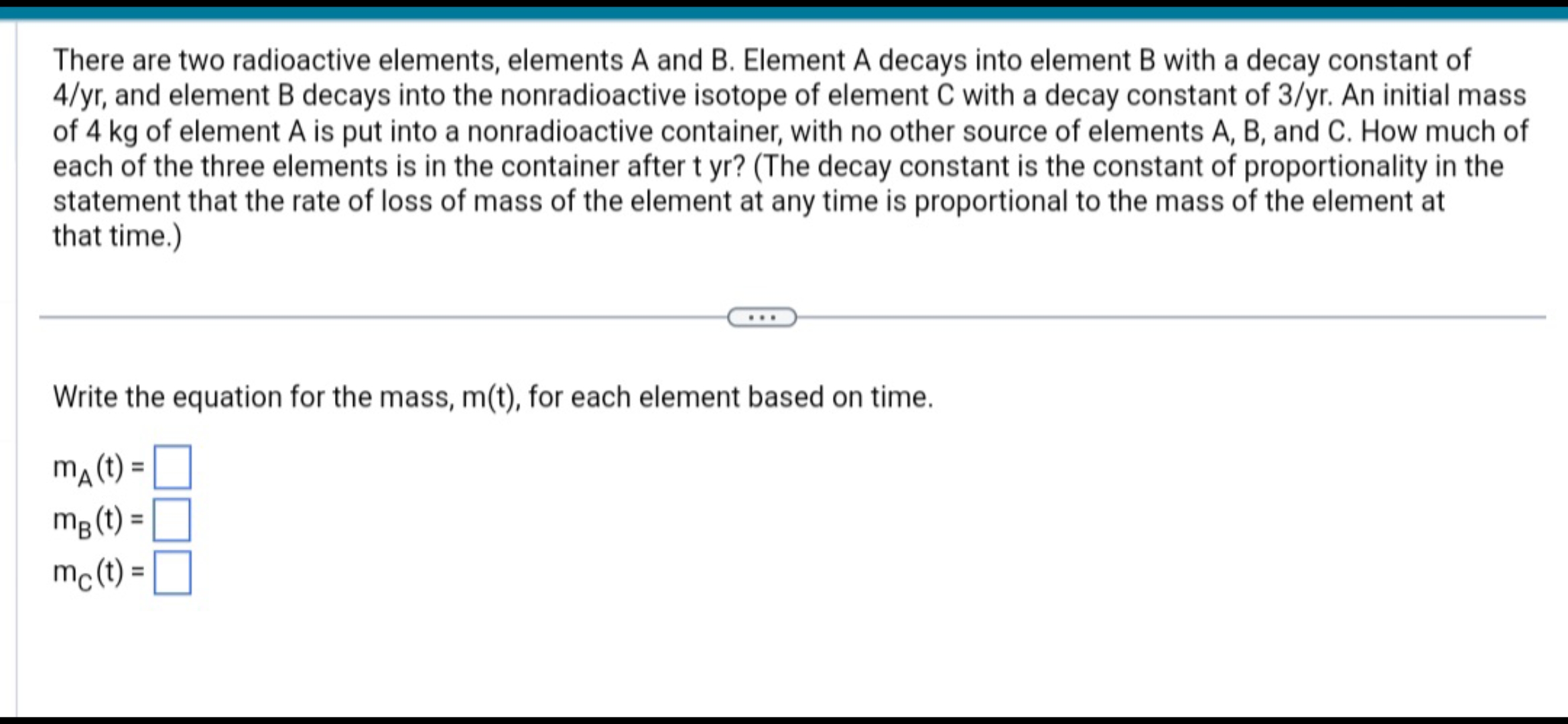 Solved There are two radioactive elements, elements A and B. | Chegg.com