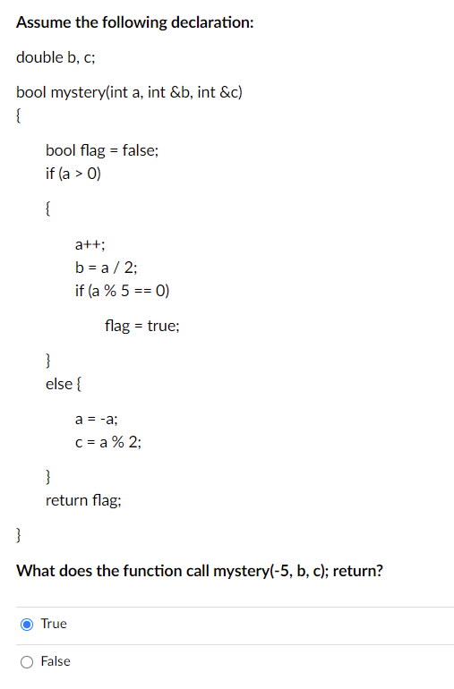 Solved Assume the following declaration: double b, c; bool | Chegg.com