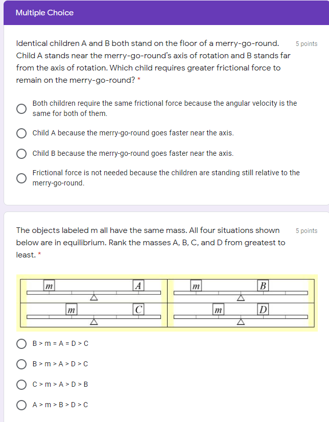 Solved Multiple Choice 5 points Identical children A and B | Chegg.com