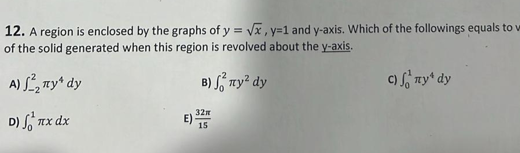 Solved A region is enclosed by the graphs of y=x2,y=1 ﻿and | Chegg.com