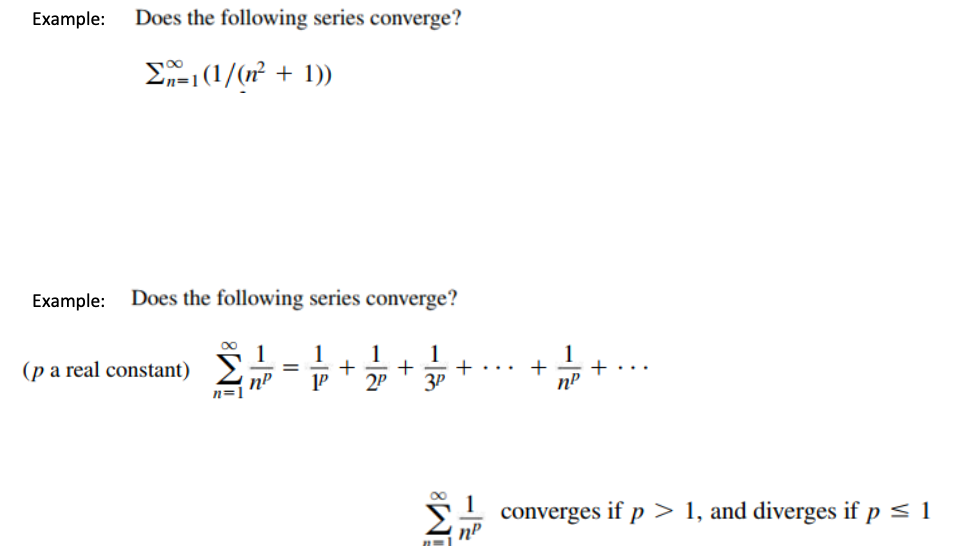 Solved Example: Does the following series converge? | Chegg.com