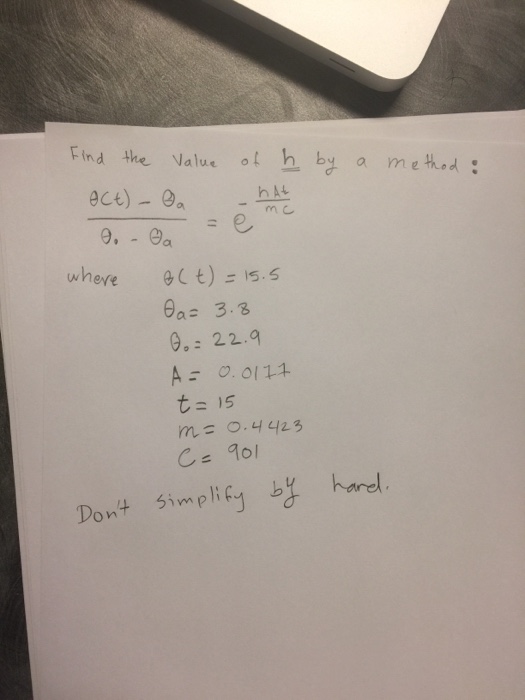 Solved Find the value of h by a method: theta(t) - | Chegg.com
