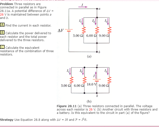 Solved a Problem Three resistors are connected in parallel | Chegg.com