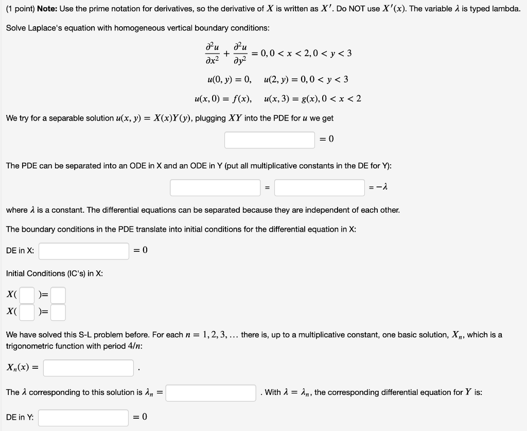 Solved (1 point) Note: Use the prime notation for | Chegg.com