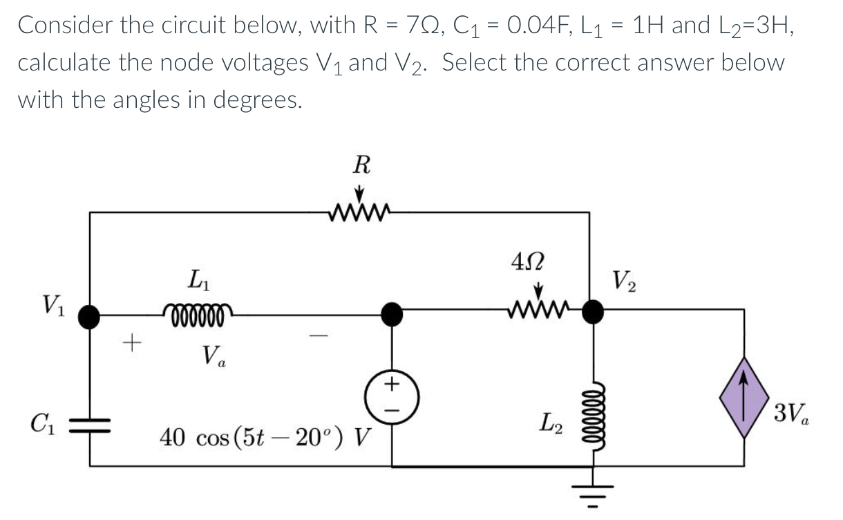 Solved Consider the circuit below, with R = 7Ω, C1 = 0.04F, | Chegg.com