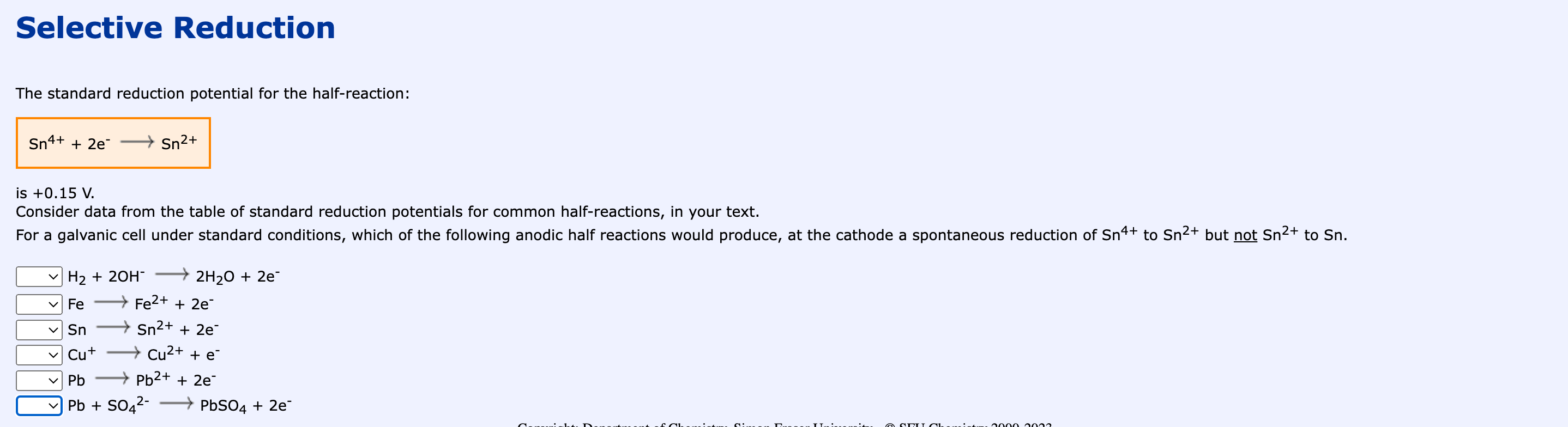 Solved The standard reduction potential for the | Chegg.com