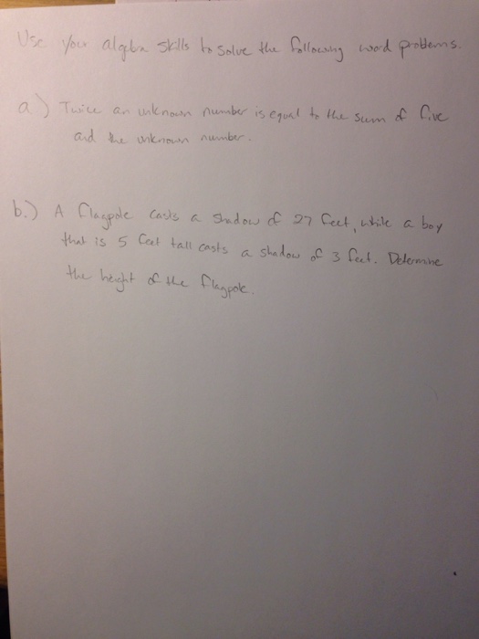 Solved Use your algebra skills to solve the following word | Chegg.com