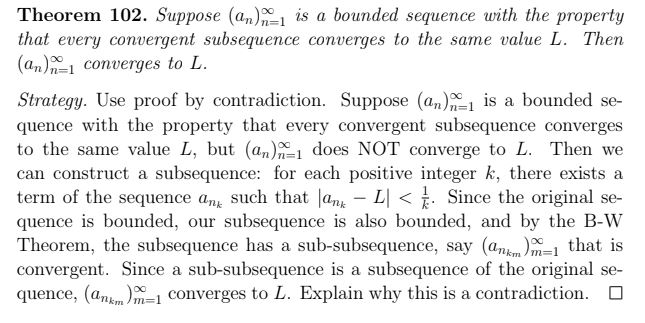 Solved Theorem 102. ﻿Suppose (an)n=1∞ is ﻿a bounded sequence | Chegg.com