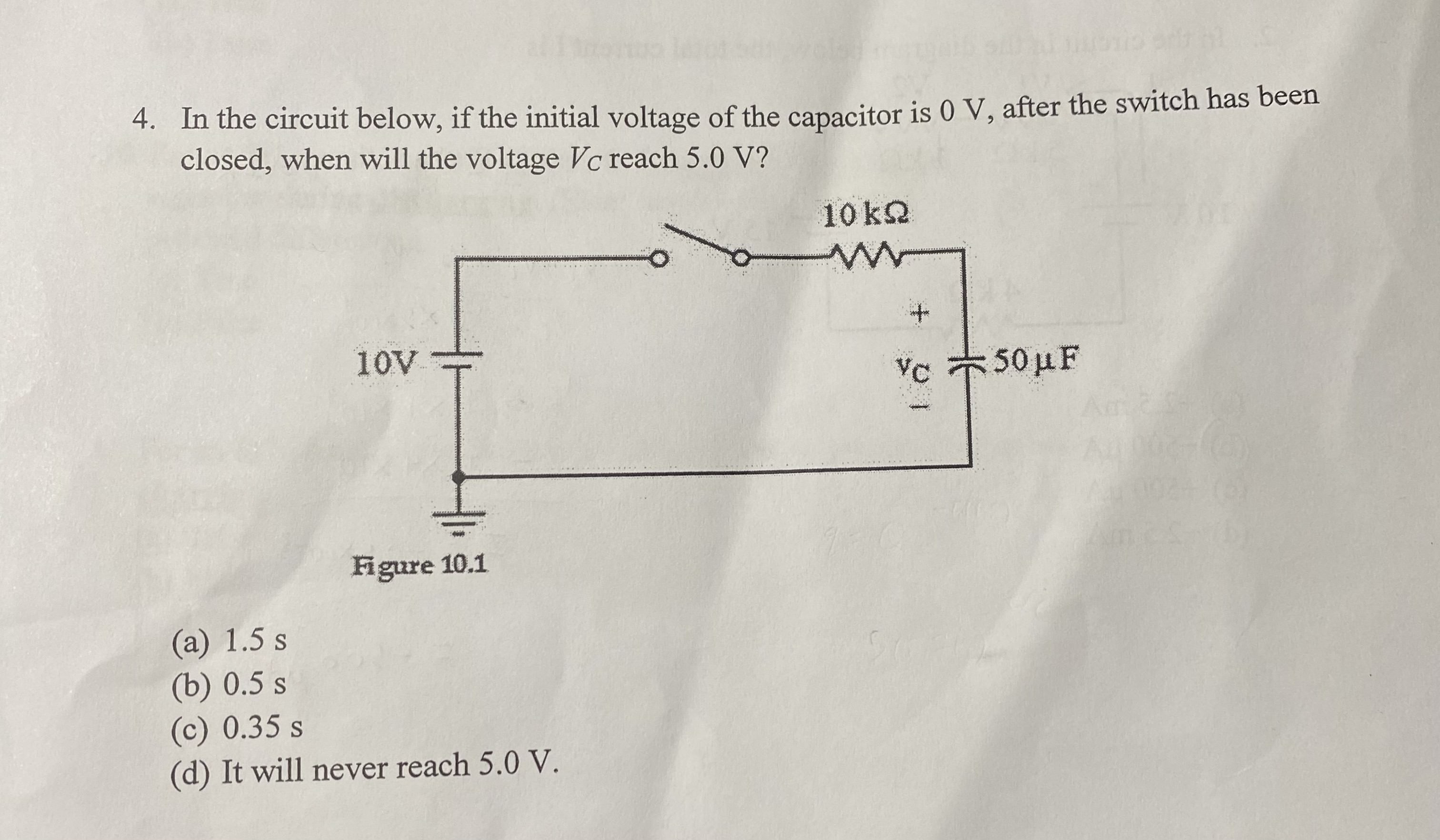 Solved 4. In the circuit below, if the initial voltage of | Chegg.com