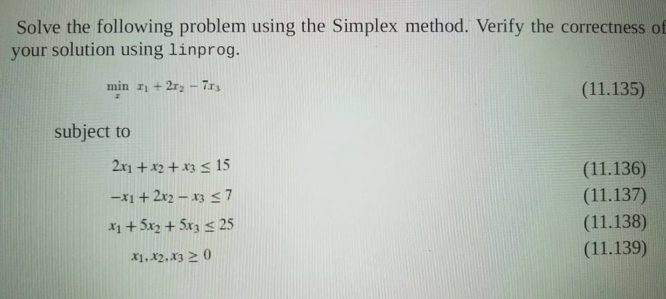 Solved Solve the following problem using the Simplex method. | Chegg.com