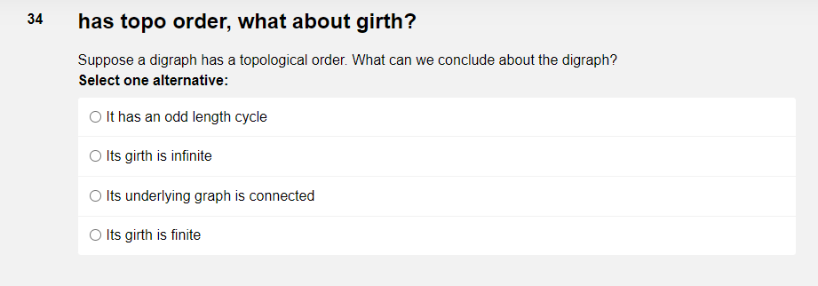 Solved has topo order, what about girth? Suppose a digraph | Chegg.com