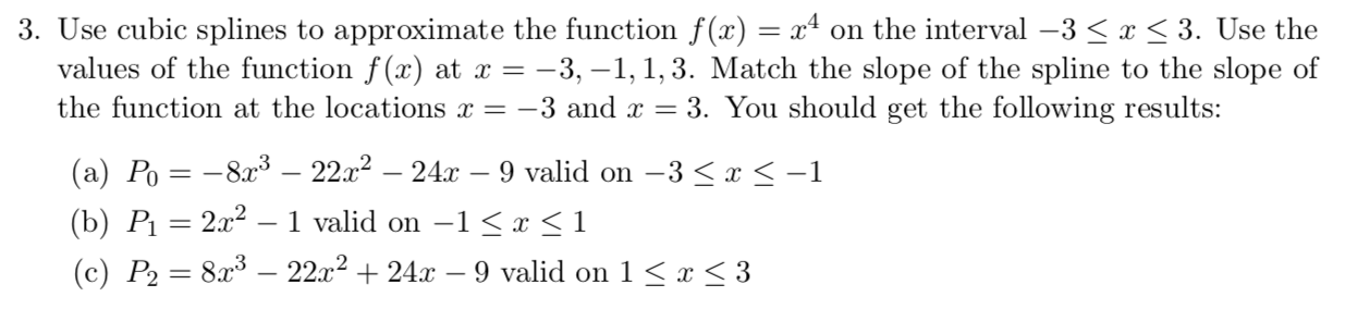 Solved 3. Use cubic splines to approximate the function f(x) | Chegg.com