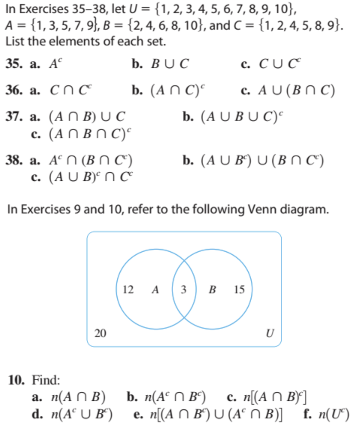 Solved In Exercises 35-38, let U={1,2,3,4,5,6,7,8,9,10}, | Chegg.com