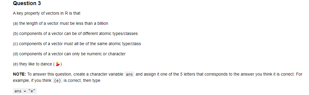 Solved A key property of vectors in R is that (a) the length | Chegg.com