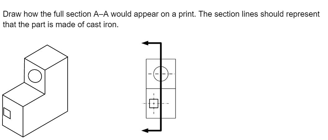 Solved On a graph paper, draw how the full section A-A would | Chegg.com