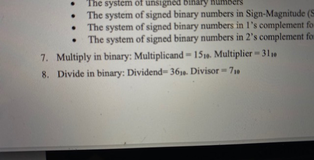 Solved The system of unsigned binary The system of signed | Chegg.com