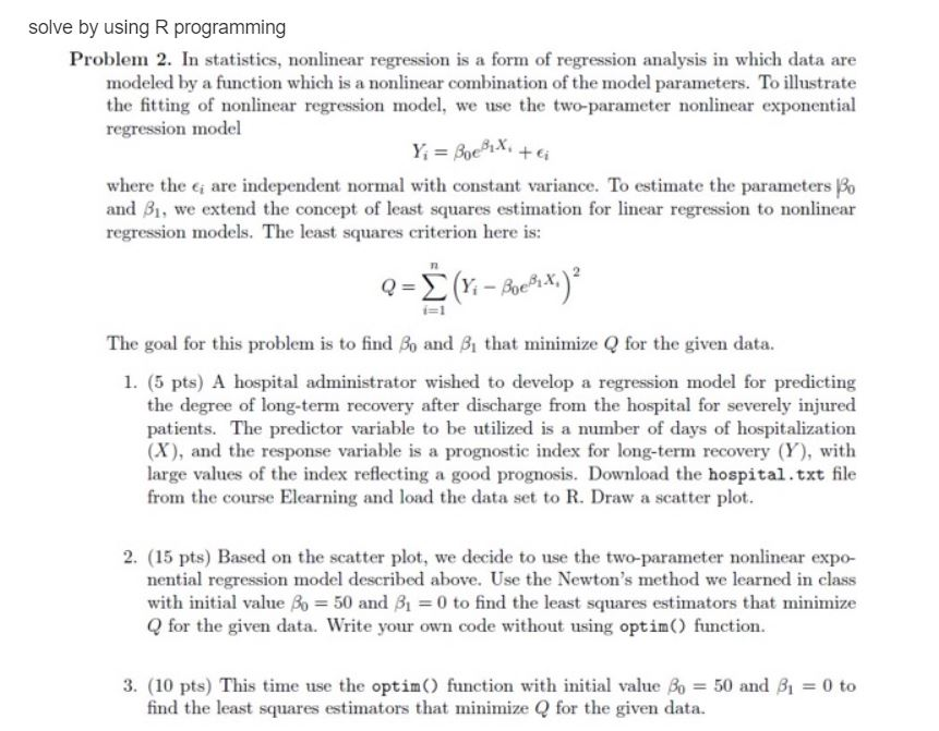 solve by using R programming Problem 2. In | Chegg.com