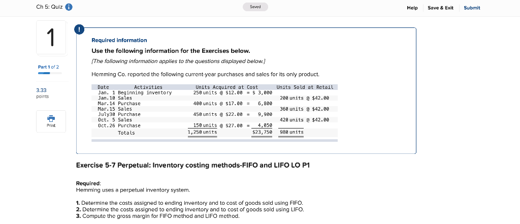 Solved Ch 5: Quiz a Seved Help Save & Exit Submit ! 1 | Chegg.com
