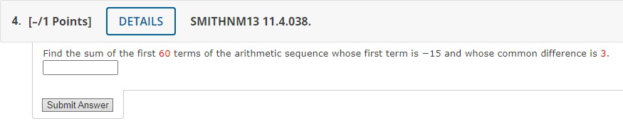 Solved Find the sum of the first 60 ﻿terms of the arithmetic | Chegg.com