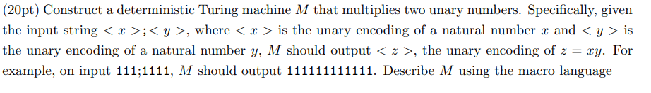 Solved (20pt) Construct a deterministic Turing machine M | Chegg.com