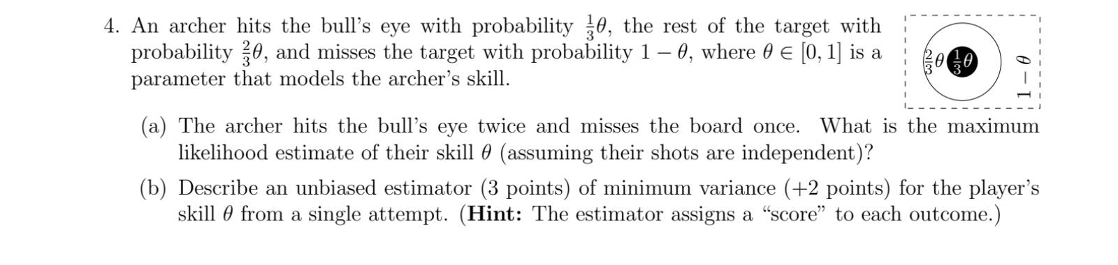 Solved 4. An archer hits the bull's eye with probability | Chegg.com