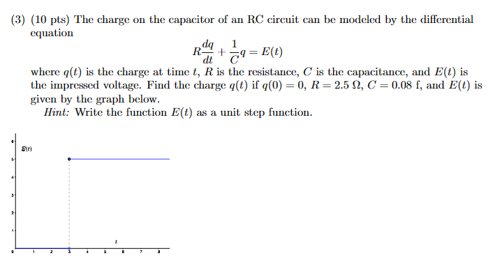 Solved 3) (10 pts) The charge on the capacitor of an RC | Chegg.com