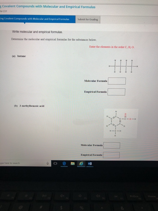 Solved G Covalent Compounds With Molecular And Empirical
