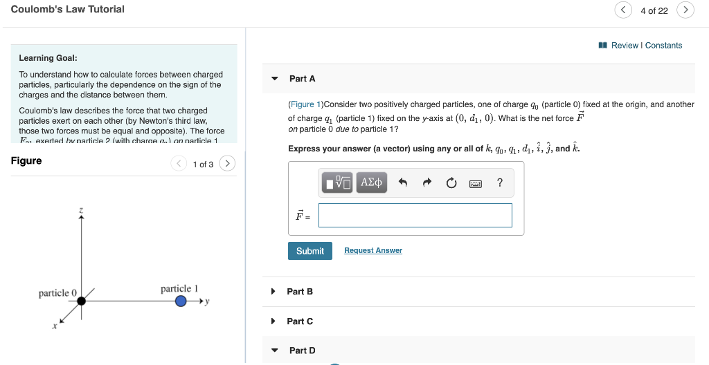 Solved Coulomb's Law Tutorial 4 of 22 > Review Constants | Chegg.com