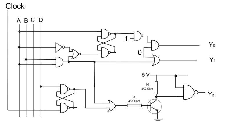 Solved Clock ABCD foro 5V 4K7 Ohm ط Y2 4K7 Ohm | Chegg.com