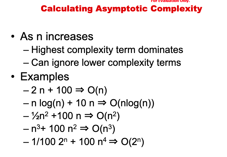 Solved Calculating Asymptotic Complexity . . As n increases | Chegg.com