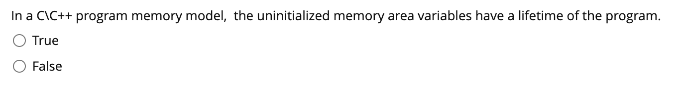 Solved In a ClC++ program memory model, the uninitialized | Chegg.com