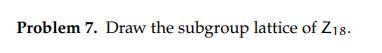 Solved Problem 7. Draw the subgroup lattice of Z18. | Chegg.com