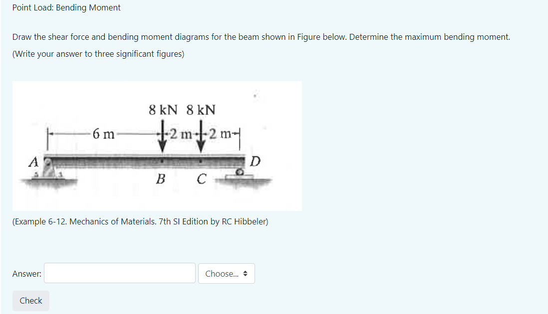 Solved Point Load: Bending Moment Draw the shear force and | Chegg.com