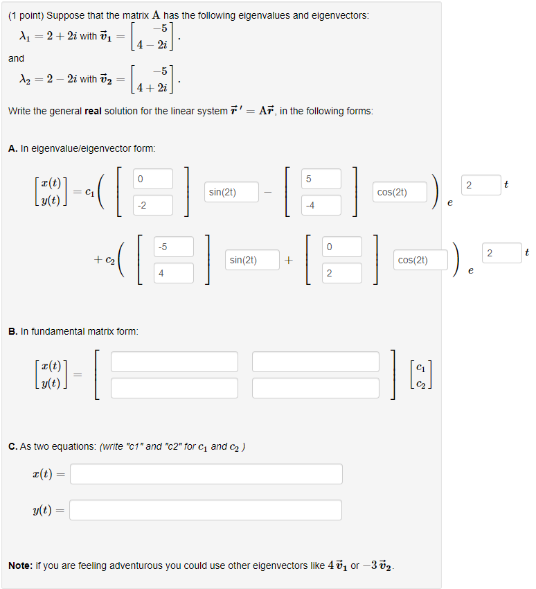 Solved Suppose that the matrix A has the following | Chegg.com