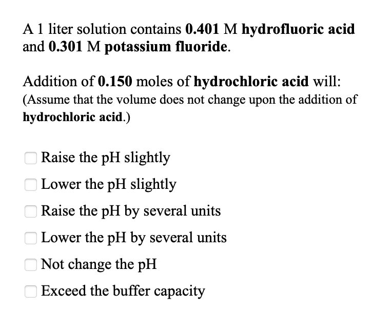 Solved A 1 liter solution contains 0.401 M hydrofluoric acid | Chegg.com
