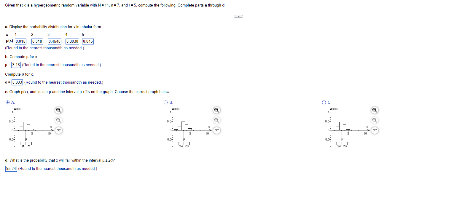 Solved Given That X Is A Hypergeometric Random Variable With