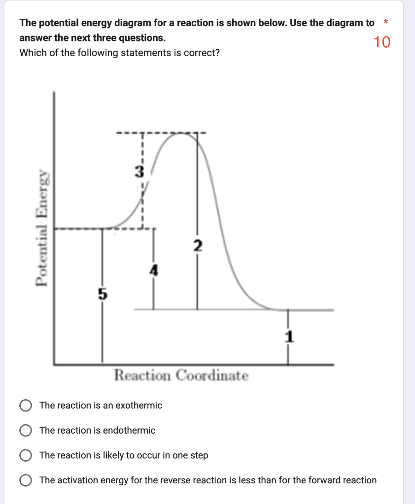 Solved The potential energy diagram for a reaction is shown | Chegg.com