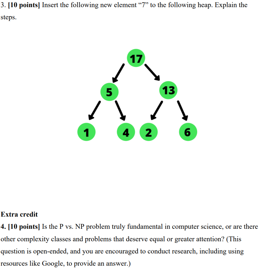 Solved [10 ﻿points] ﻿Insert the following new element " 7 " | Chegg.com