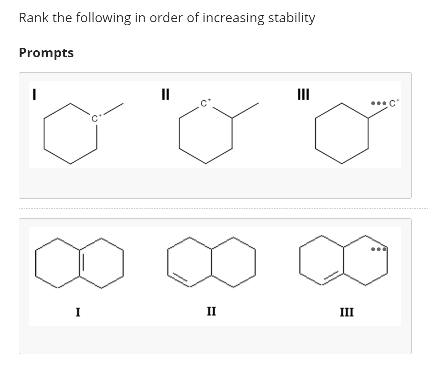 Solved Rank the following in order of increasing stability | Chegg.com