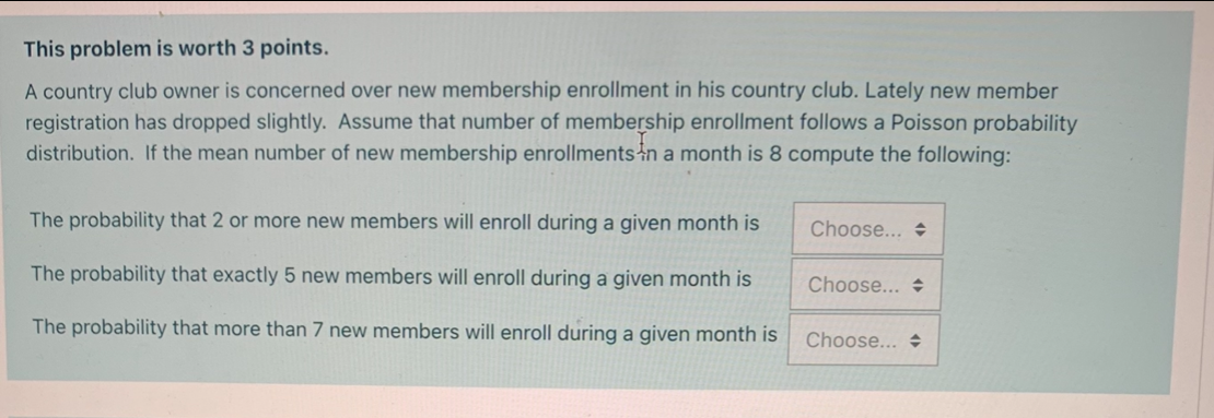 Solved This problem is worth 3 points. A country club owner | Chegg.com