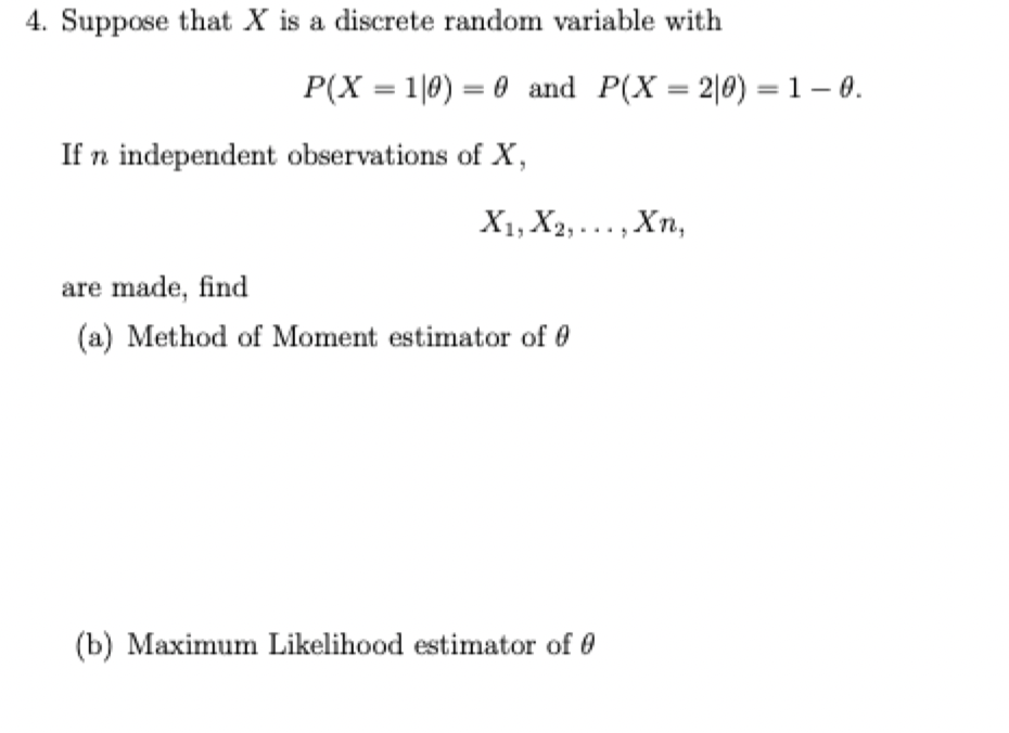Solved 4. Suppose that X is a discrete random variable with | Chegg.com