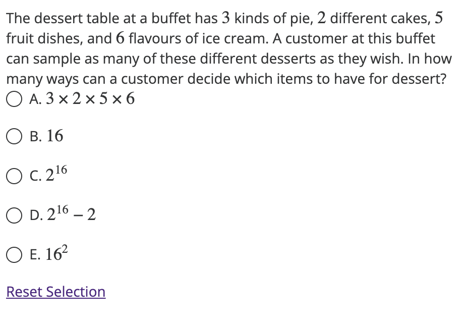 Solved The dessert table at a buffet has 3 ﻿kinds of pie, 2 | Chegg.com