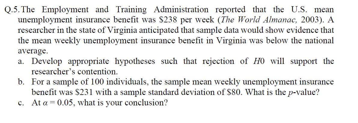 Solved Q.5.The Employment and Training Administration | Chegg.com