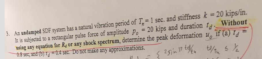 3. An undamped SDF system has a natural vibration | Chegg.com