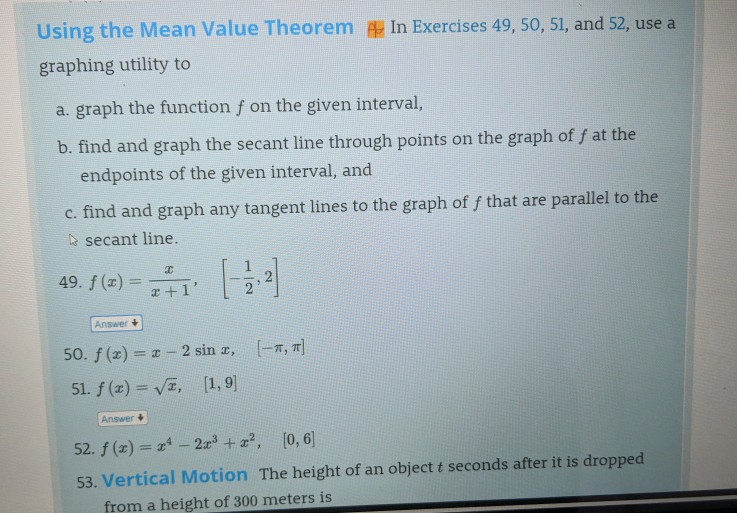 Solved Using the Mean Value Theorem graphing utility to In | Chegg.com