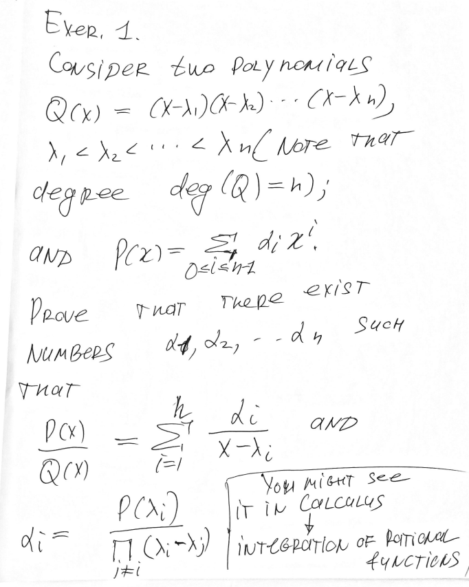Exer, 1. Consider two polynomials | Chegg.com