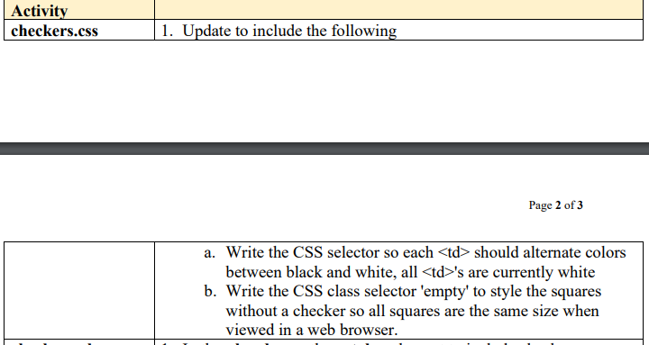 Solved Page 2 of 3 a. Write the CSS selector so each td | Chegg.com