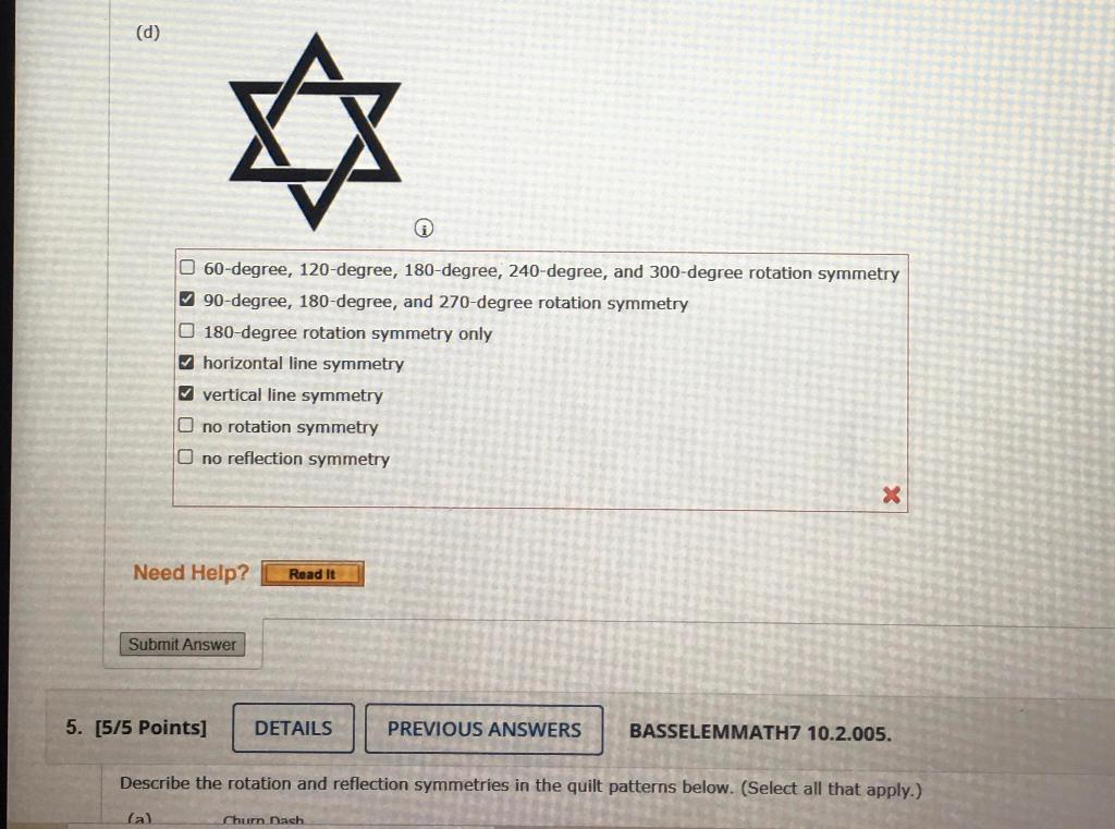 Solved 1 Describe The Rotation And Reflection Symmetries In